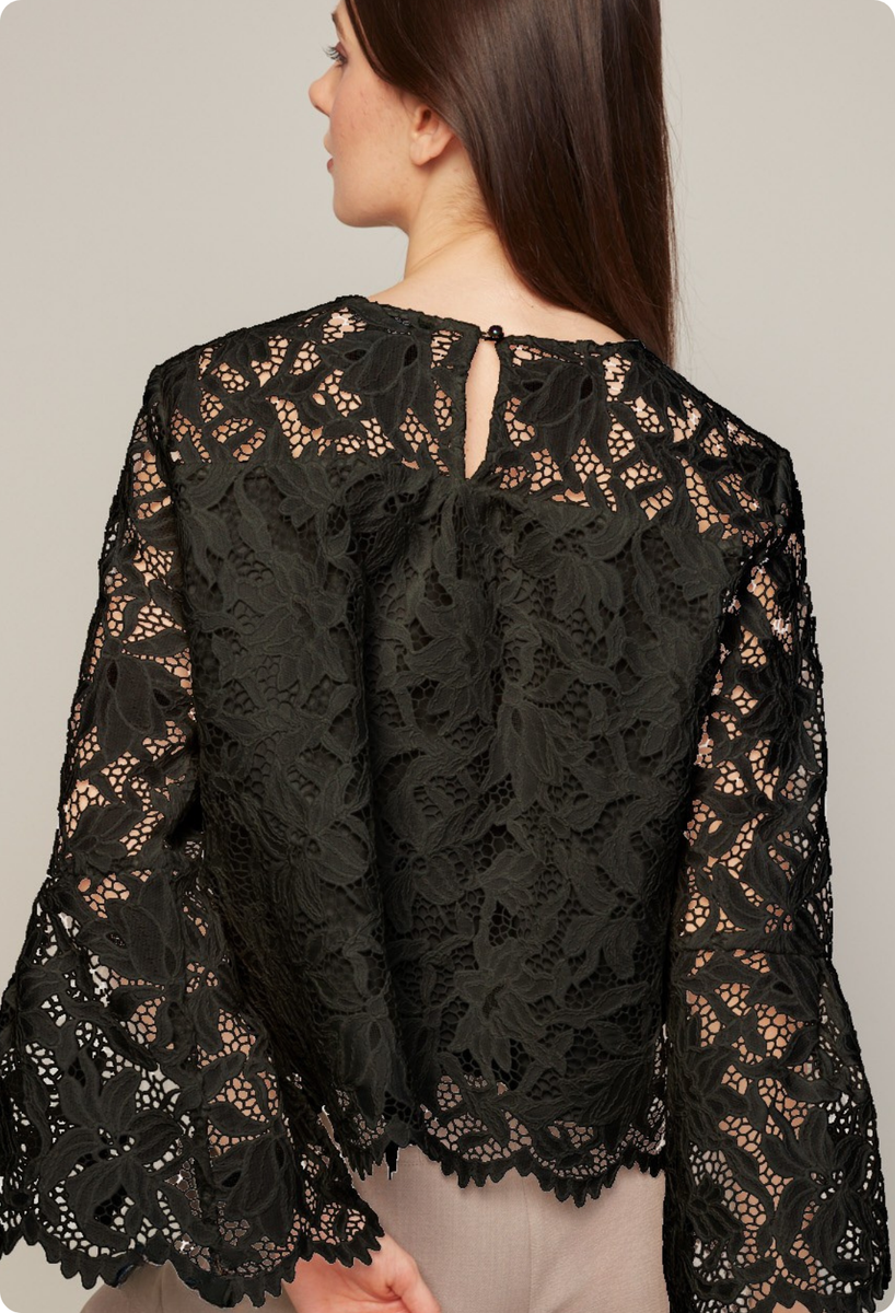 Boho pop over scallop lace blouse – Frances Kahn