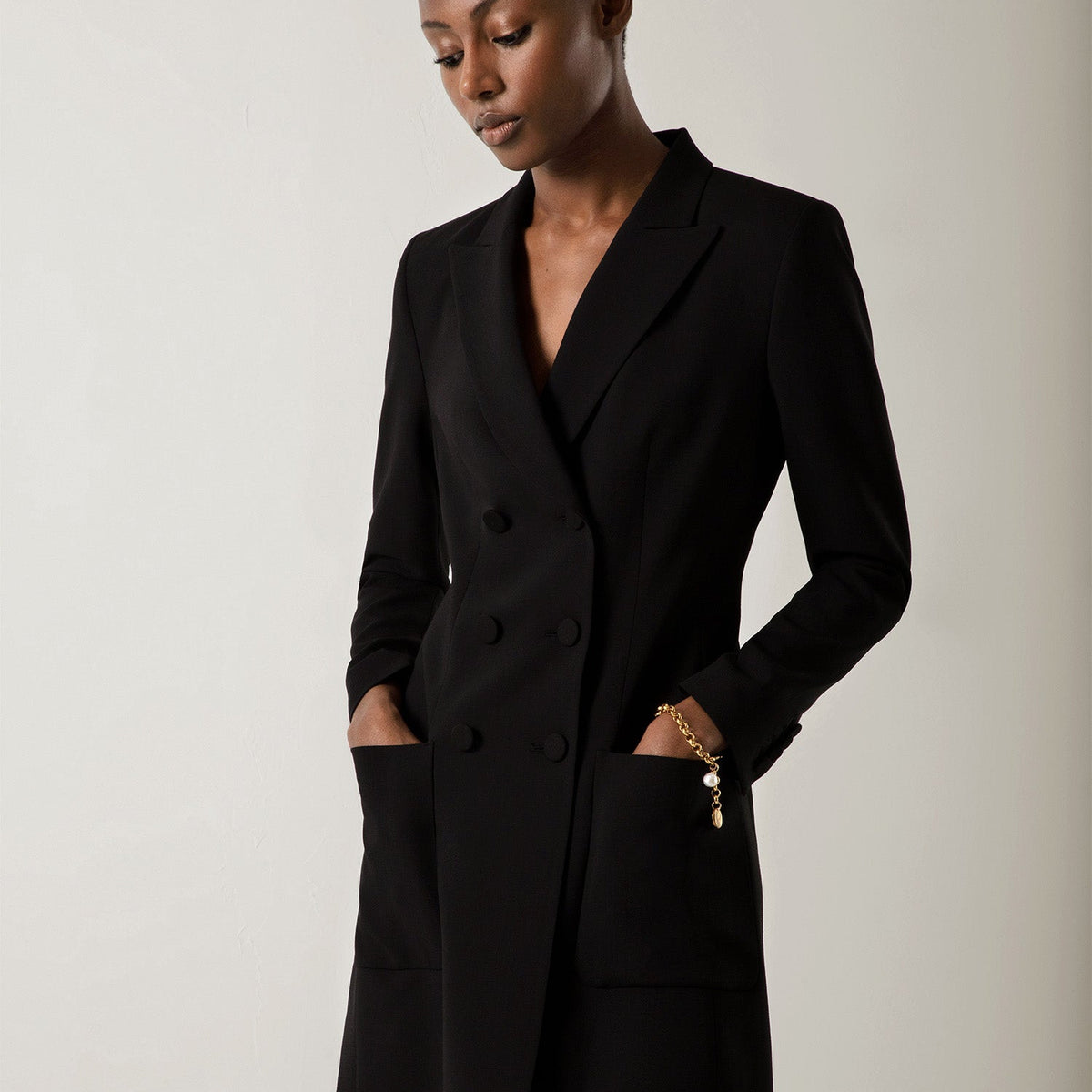 Stretch wool tuxedo dress – Frances Kahn