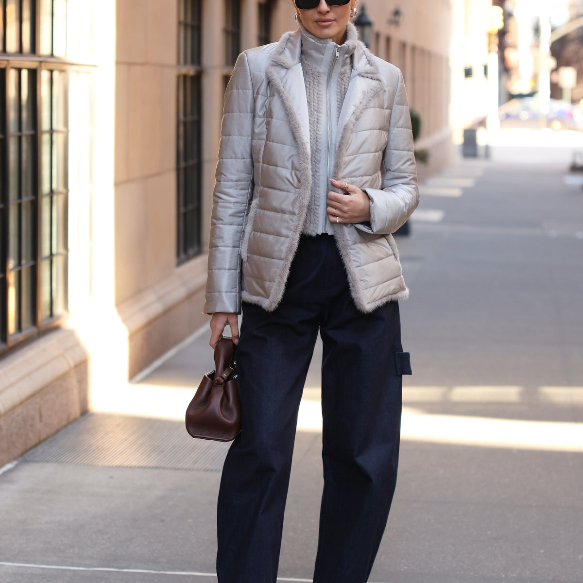 Quilted Jacket with Mink in Platinum – Frances Kahn