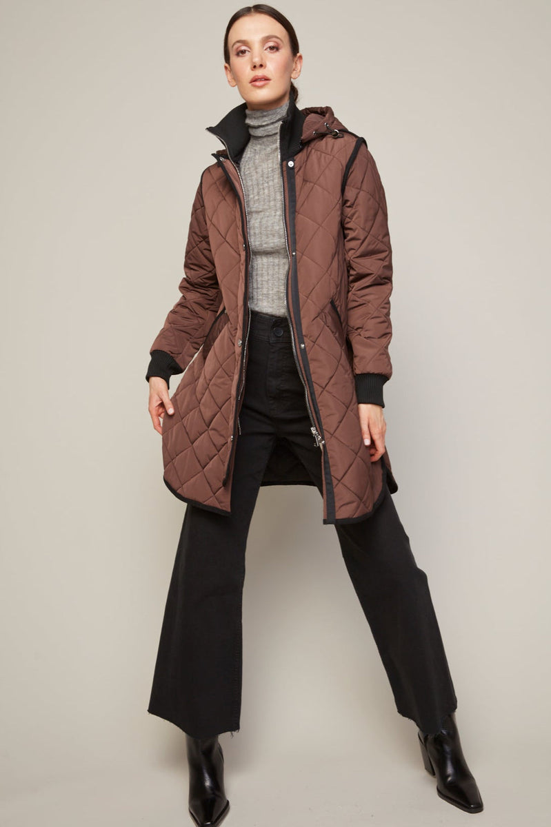 Libby quilted full zip coat with removable hood – Frances Kahn