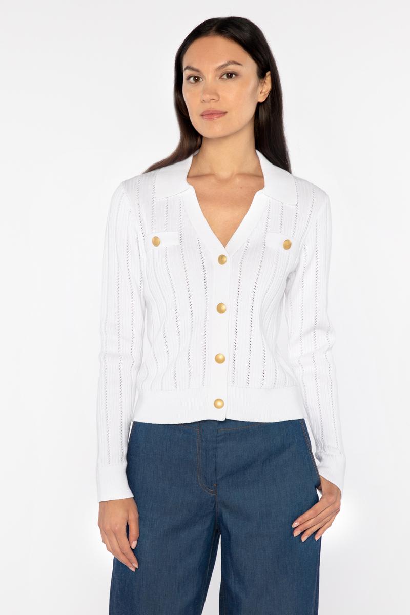 Rib Button Front Polo – Frances Kahn